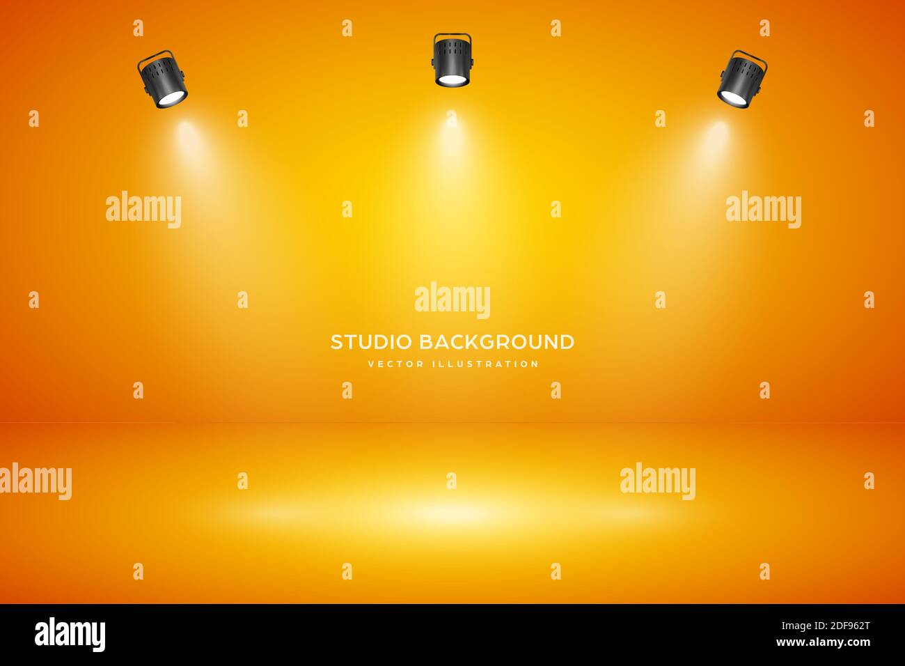 Empty orange studio abstract background with spotlight effect. Product ...
