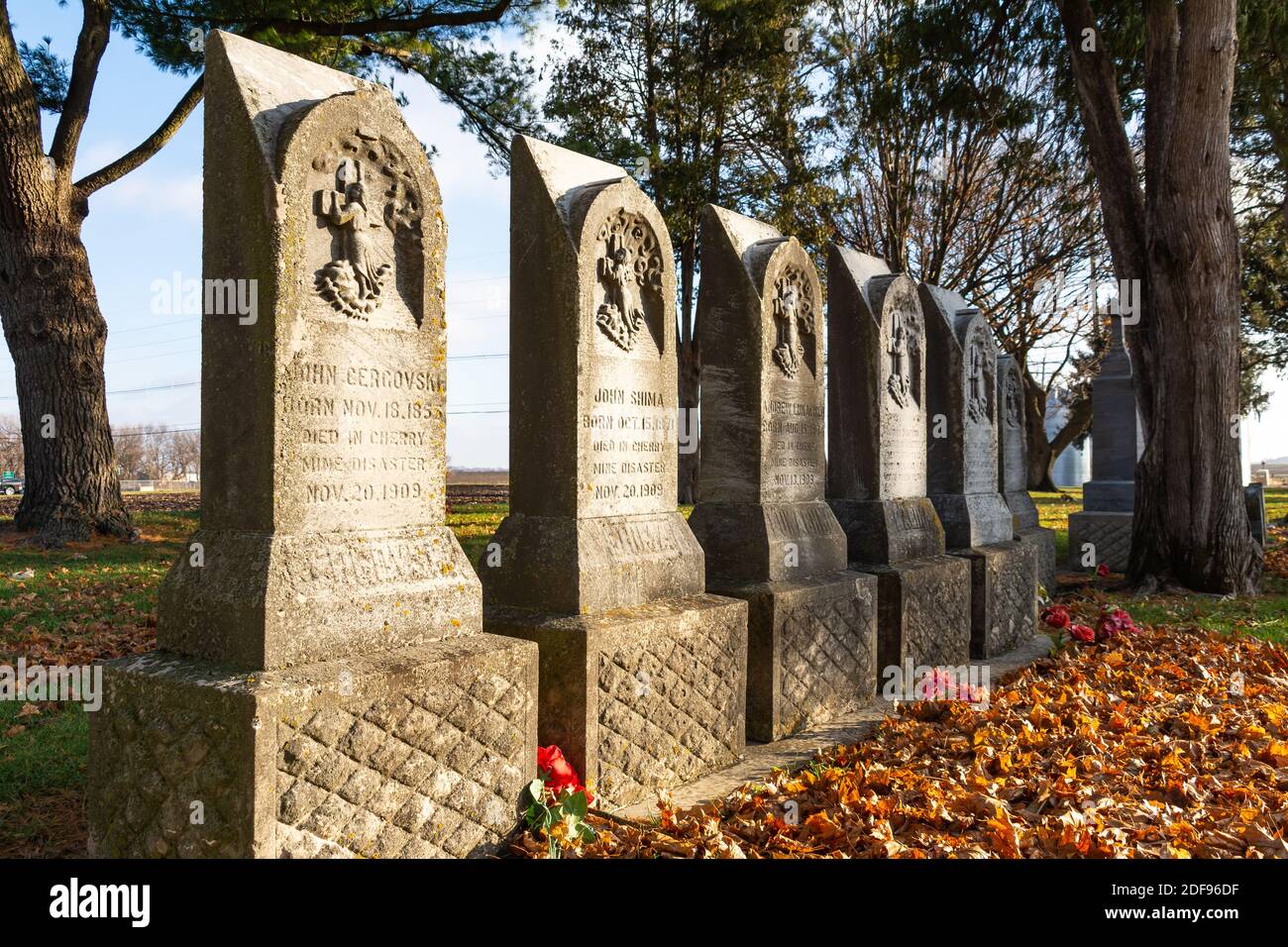 Cherry, Illinois / United States - November 27th, 2020: Tombstones in ...