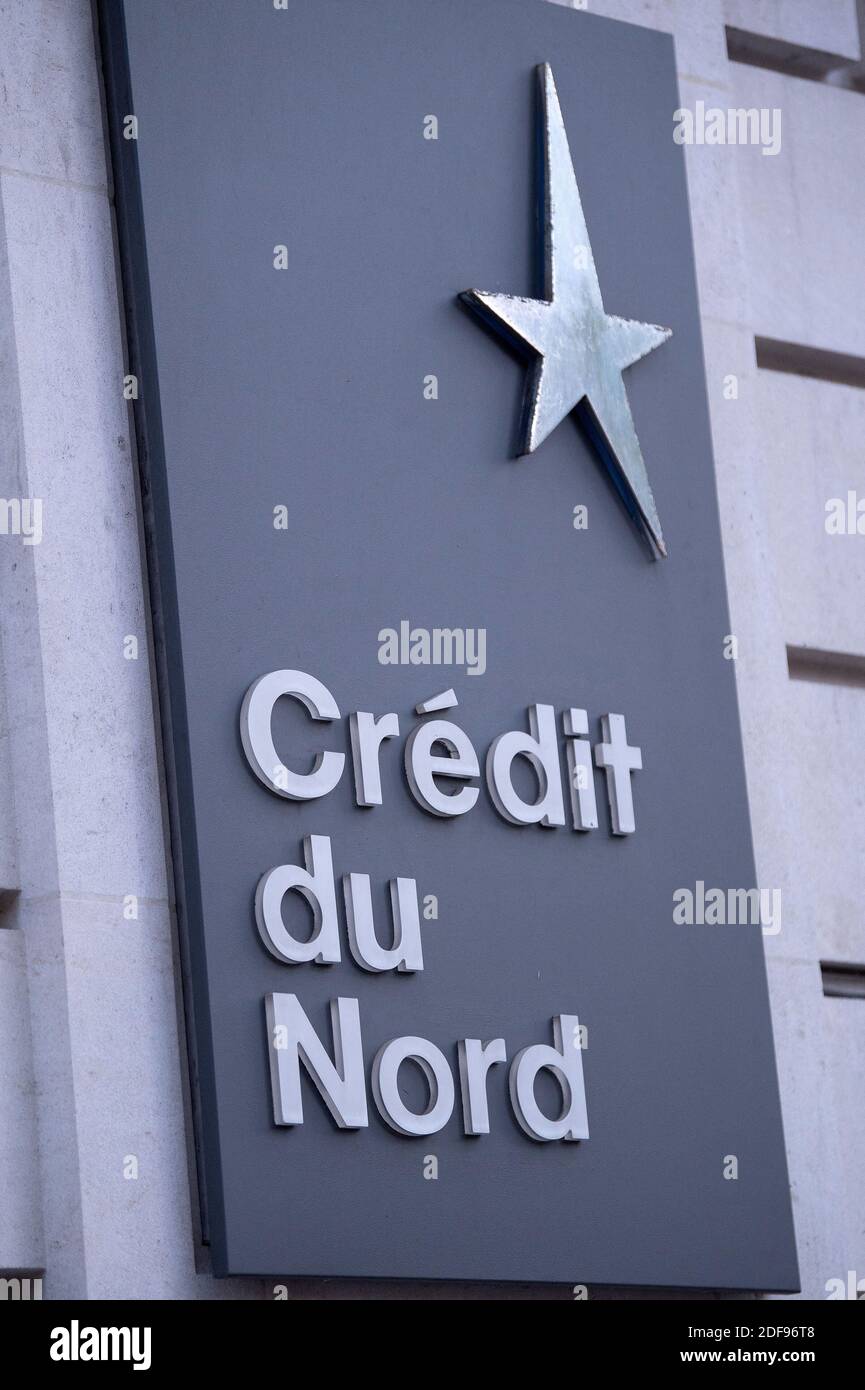 A shop sign of Credit du Nord bank in Paris, on April 12, 2020 in Paris ...