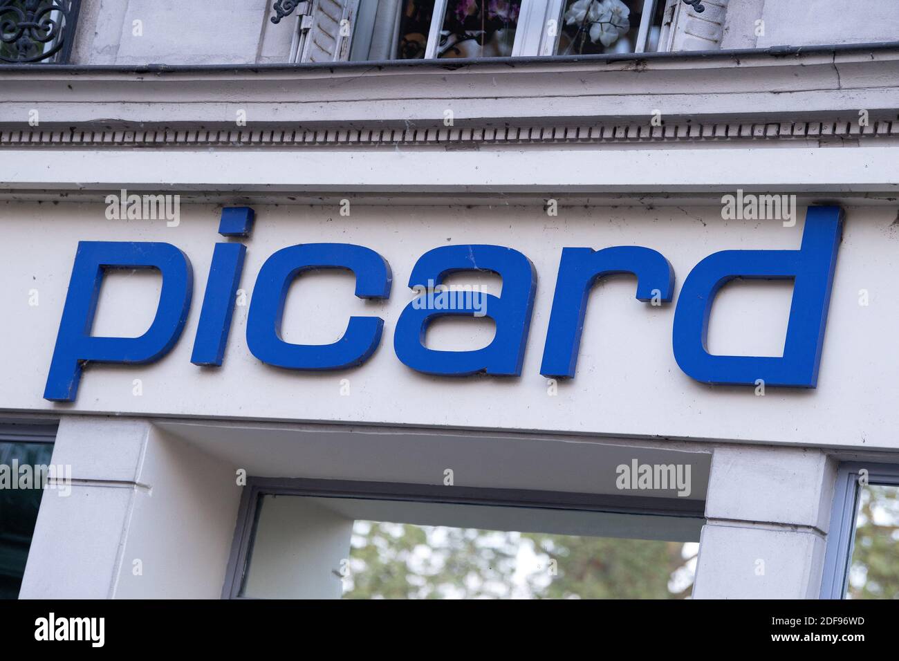 A shop sign of Picard in Paris, on April 12, 2020 in Paris, France ...
