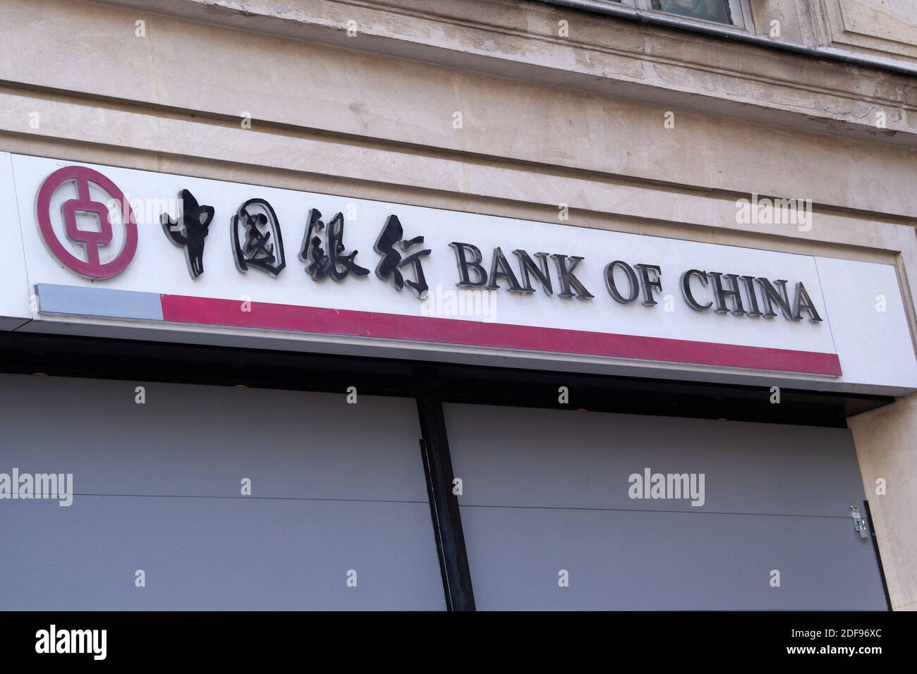 A shop sign of Bank of China on April 14, 2020 in Paris, France. Photo ...