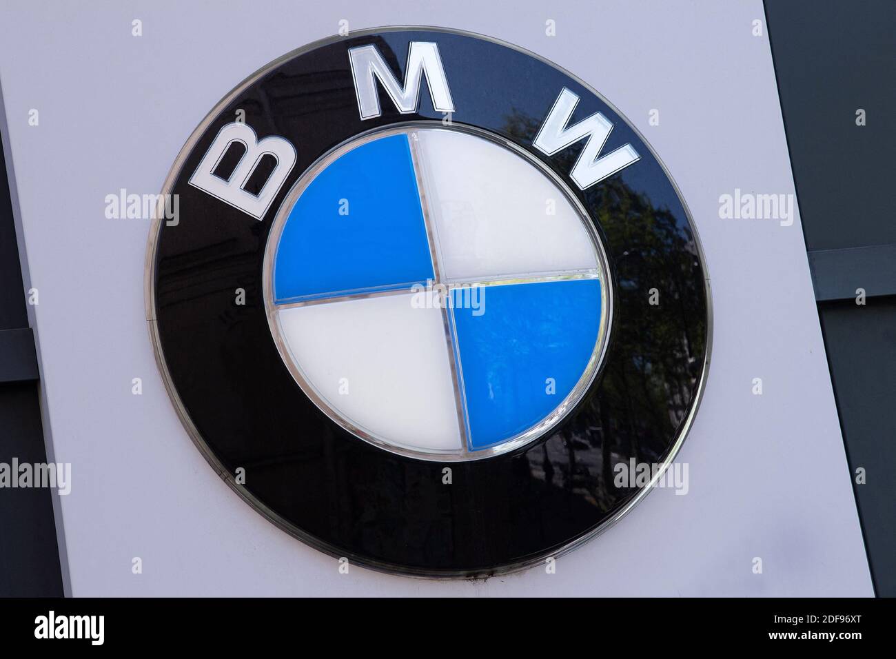 A shop sign of BMW on April 14, 2020 in Paris, France. Photo by David ...