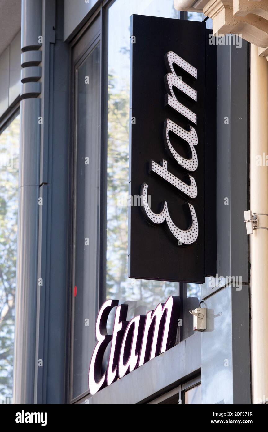 A shop sign of Etam on April 14, 2020 in Paris, France. Photo by David ...
