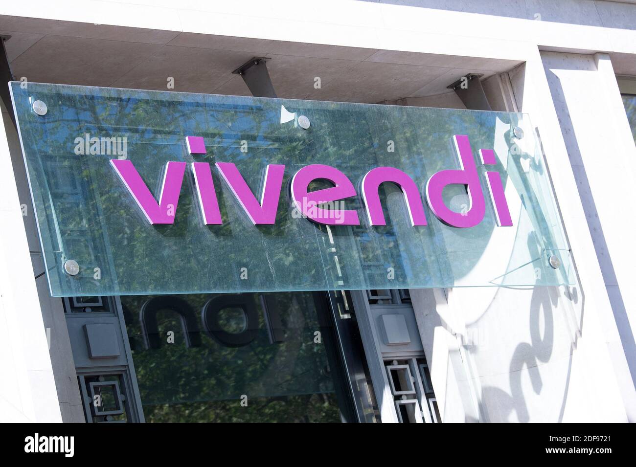 A shop sign of Vivendi on April 14, 2020 in Paris, France. Photo by ...