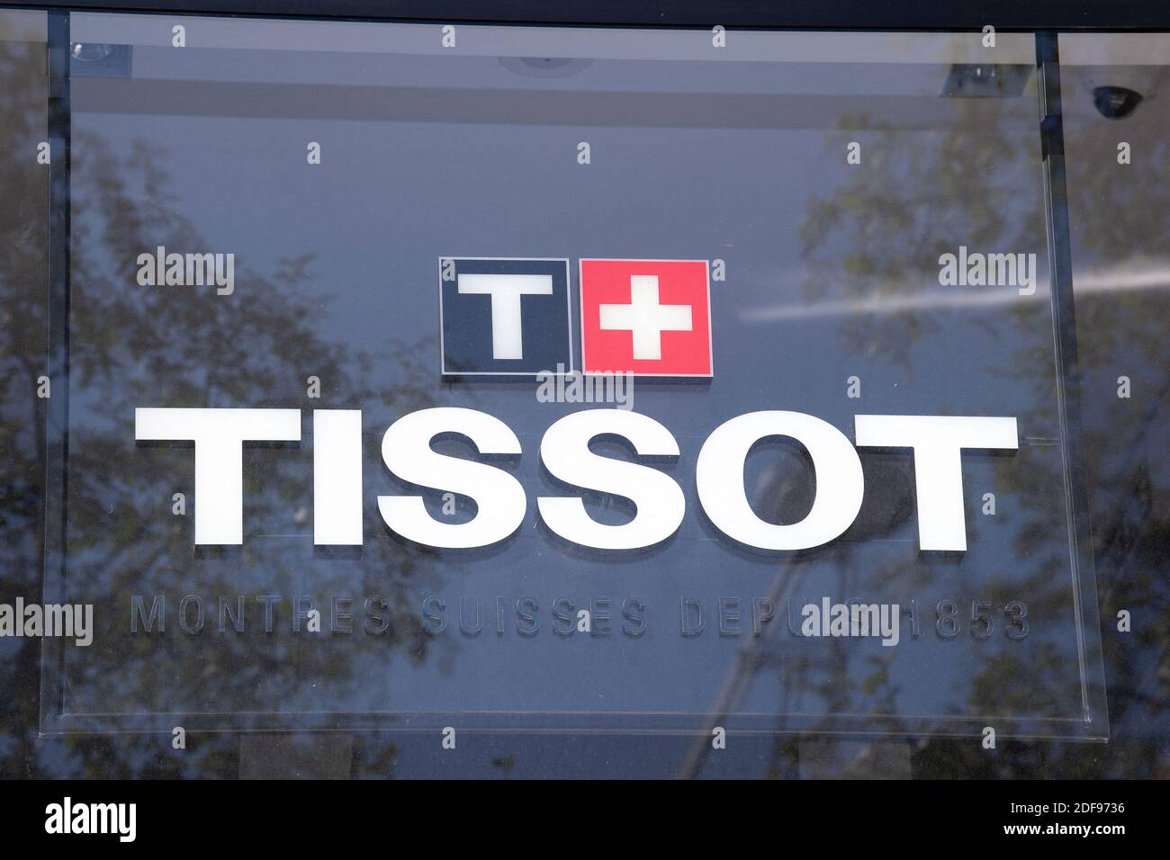 A shop sign of Tissot on April 14, 2020 in Paris, France. Photo by ...