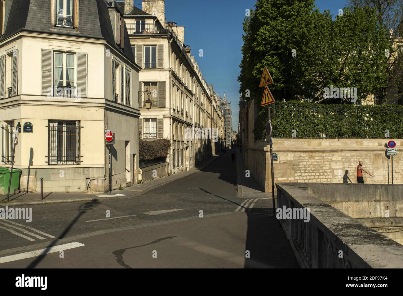Empty street in Paris, France, on April 15, 2020, during the covid-19 ...
