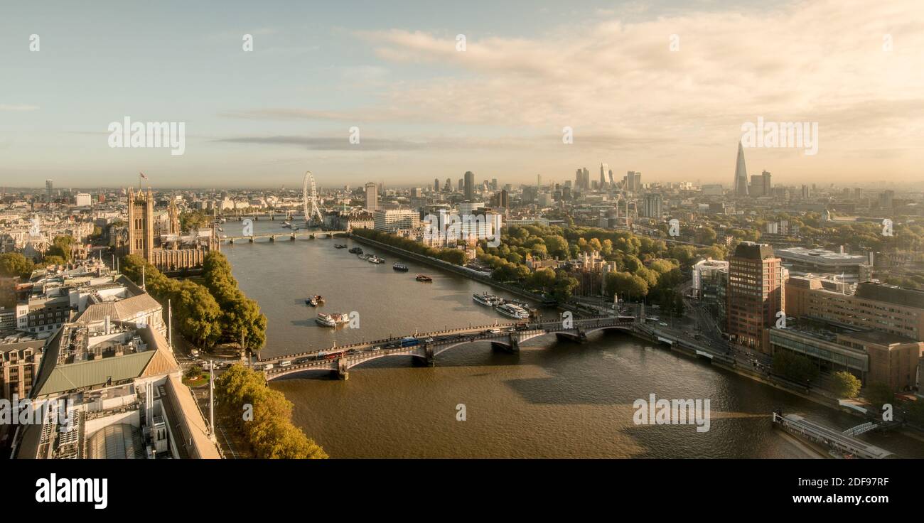 Panoramic image of London from above the Thames Stock Photo - Alamy