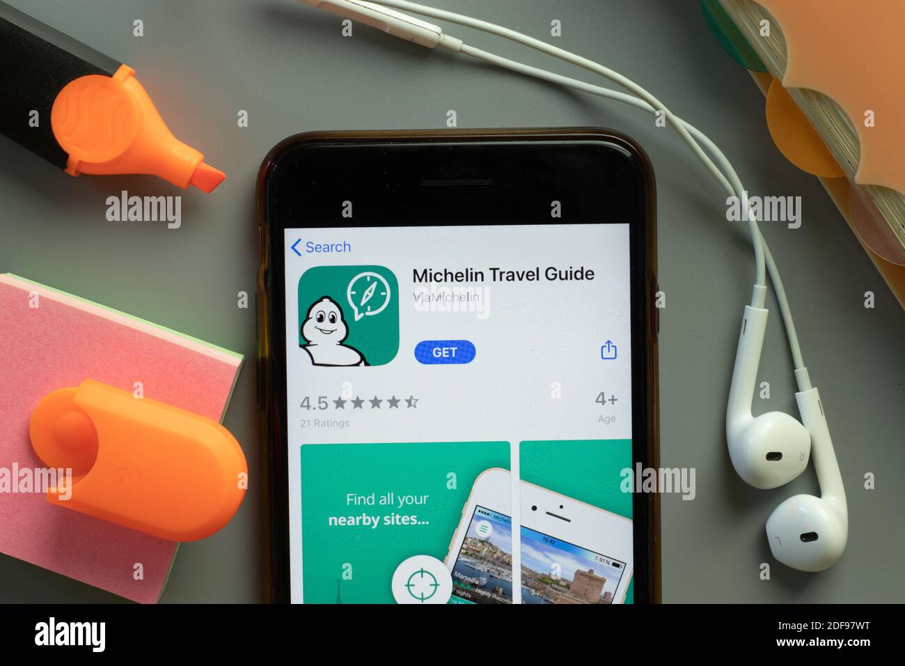 New York, USA - 1 December 2020: Michelin Travel Guide mobile app icon ...