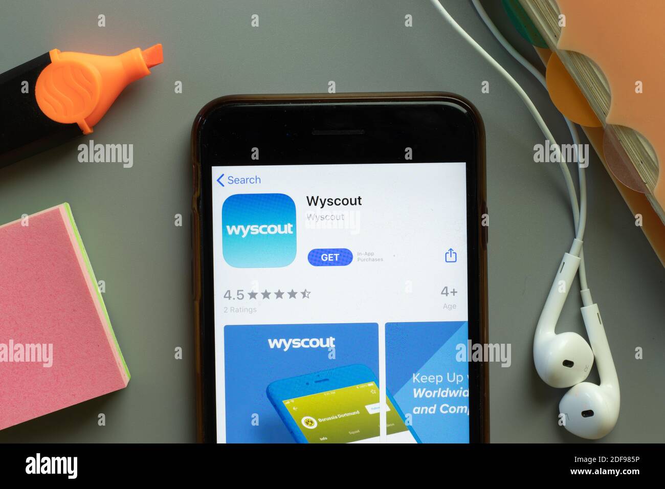 New York, USA - 1 December 2020: Wyscout mobile app icon on phone ...