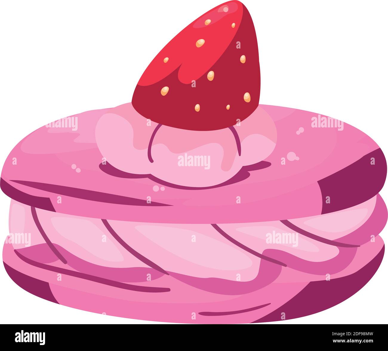pink cookie with strawberry design, dessert sweet and food theme Vector ...