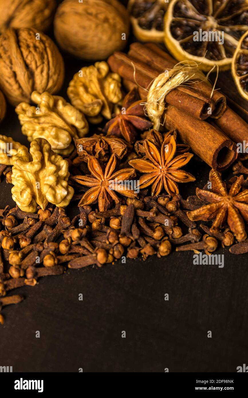 Traditional Christmas spices - Star anise with cinnamon and cloves and ...