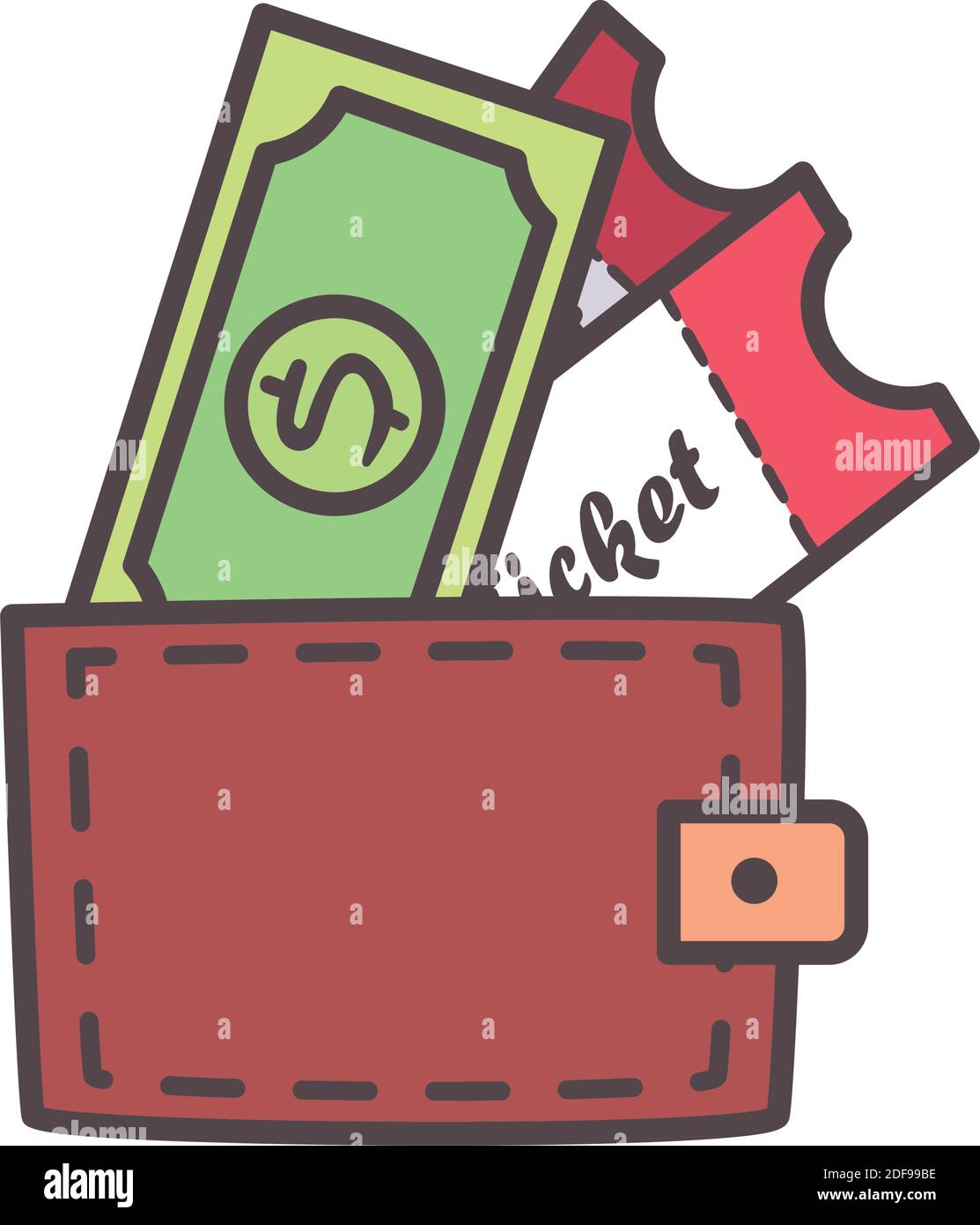 wallet with travel tickets and bill design, trip tourism and journey ...