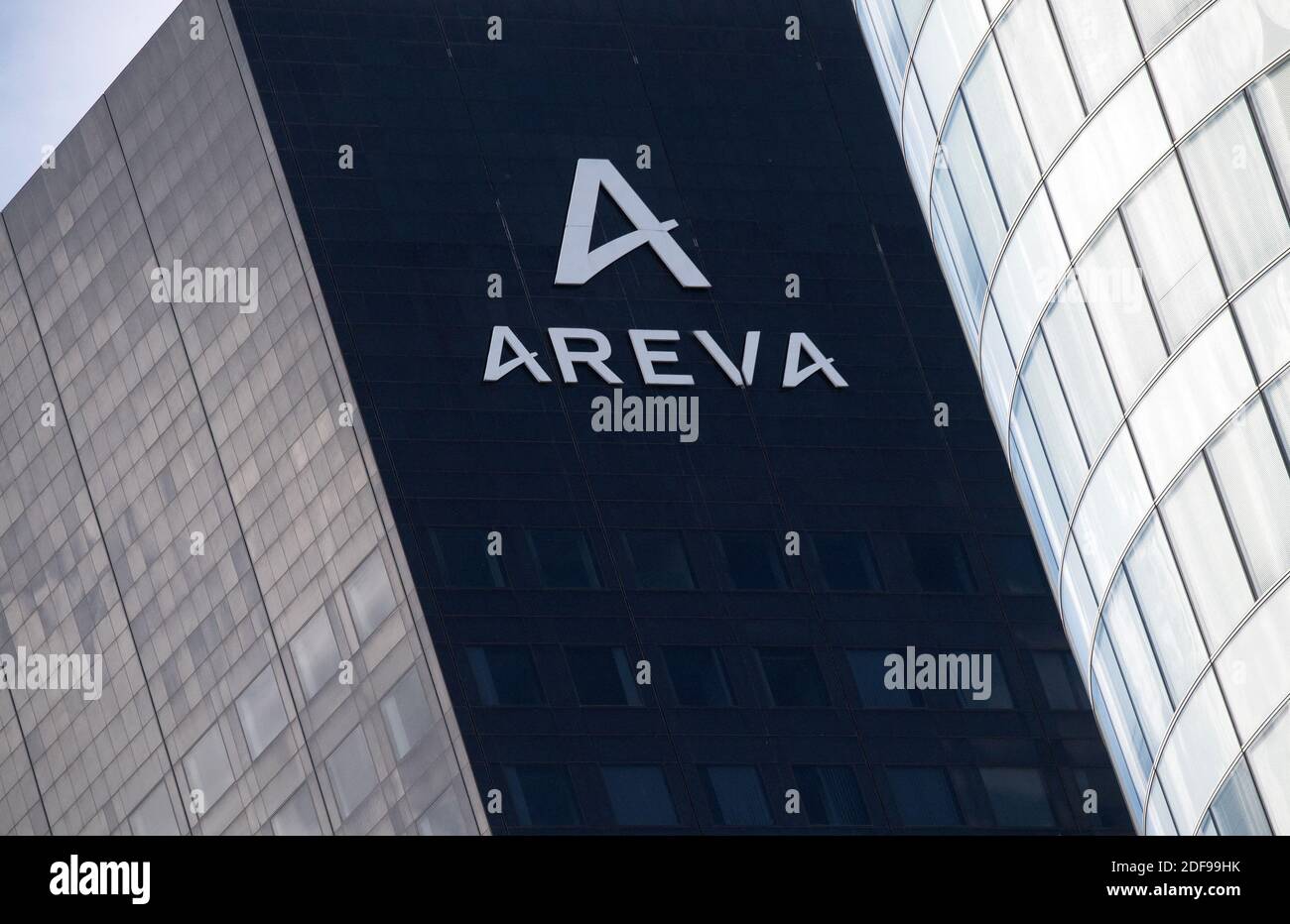 A shop sign of Areva in the defense district in Paris, on April 17 ...