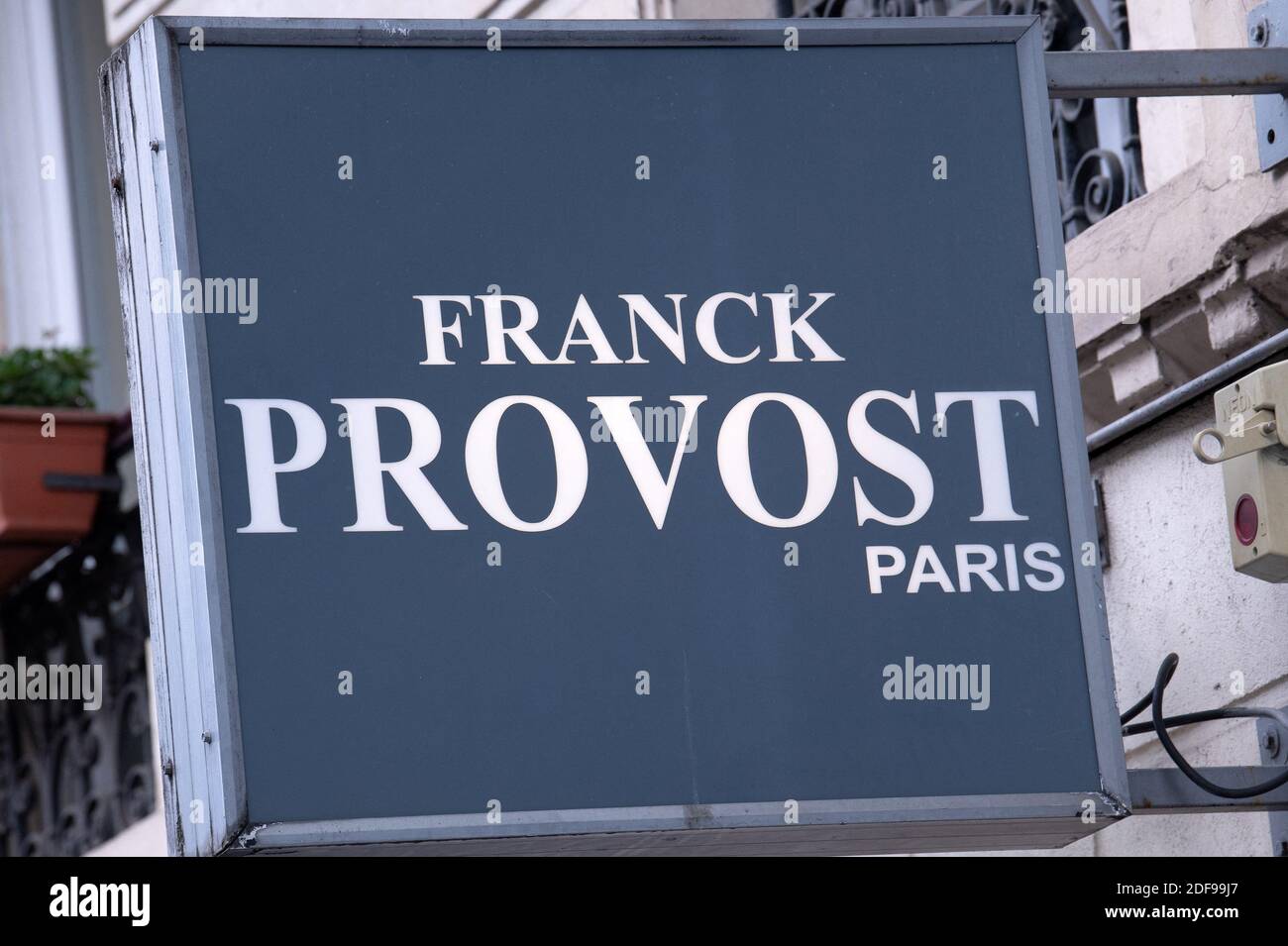 A shop sign of Franck Provost in Paris, on April 17, 2020, France.Photo ...