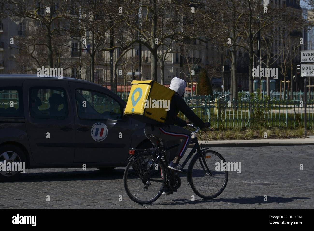 A delivery cyclist in Paris, France, on April 20, 2020, as the number ...