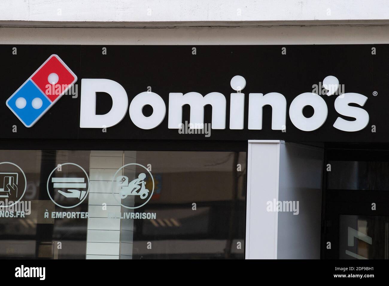 A shop sign of DominoâÂ€Â™s on April 20, 2020 in Paris, France. Photo ...