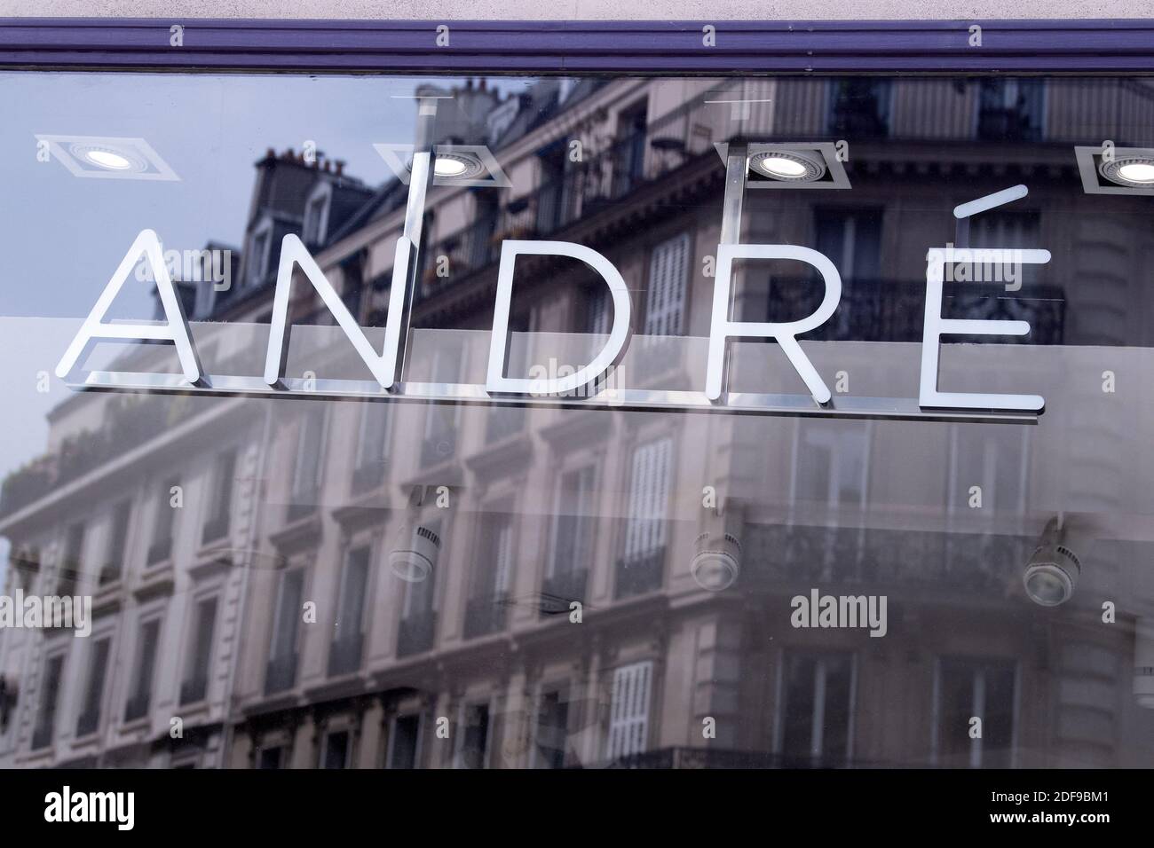 A shop sign of Andre on April 21, 2020 in Paris, France. Photo by David ...
