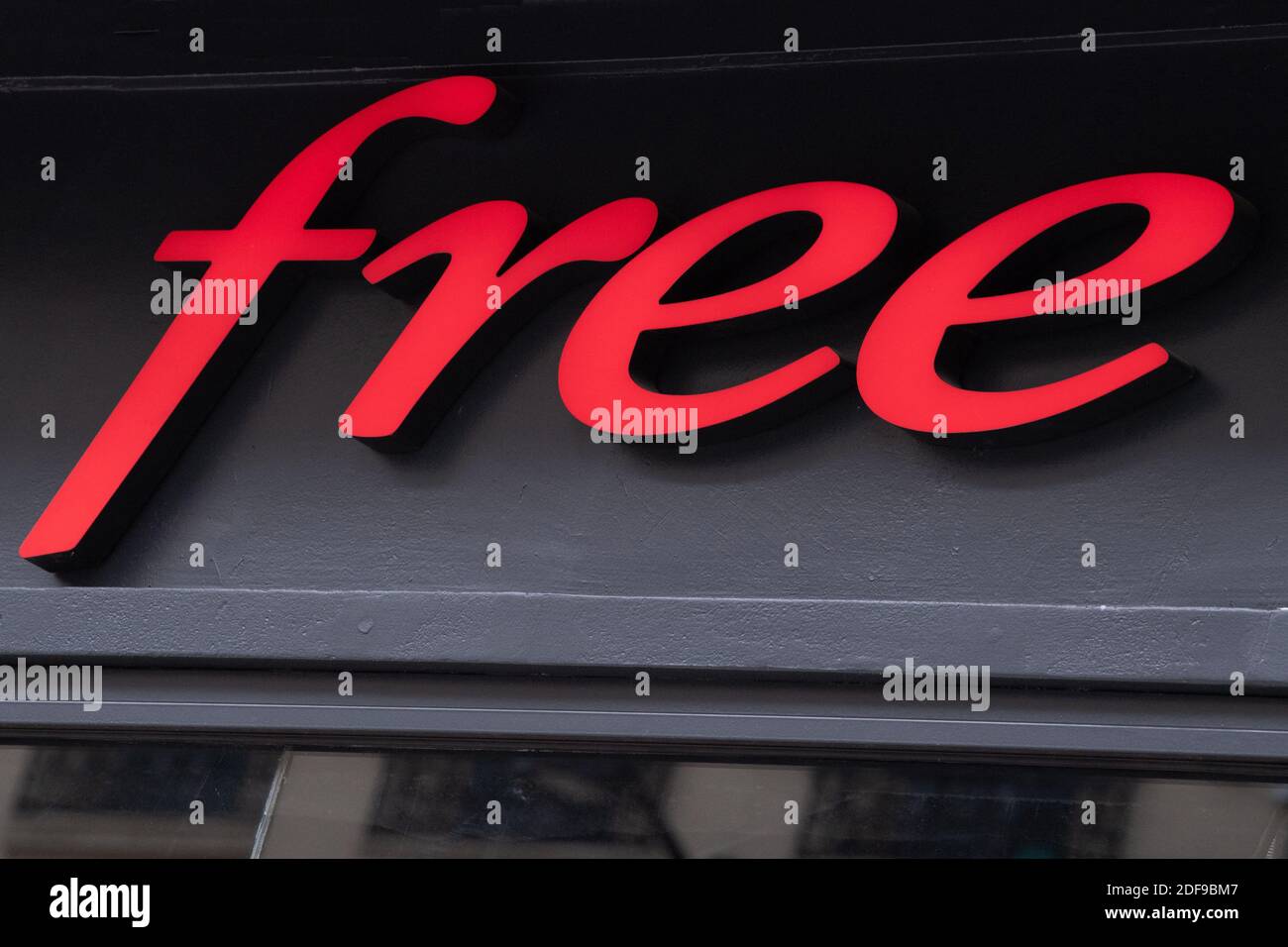 A shop sign of Free on April 21, 2020 in Paris, France. Photo by David ...