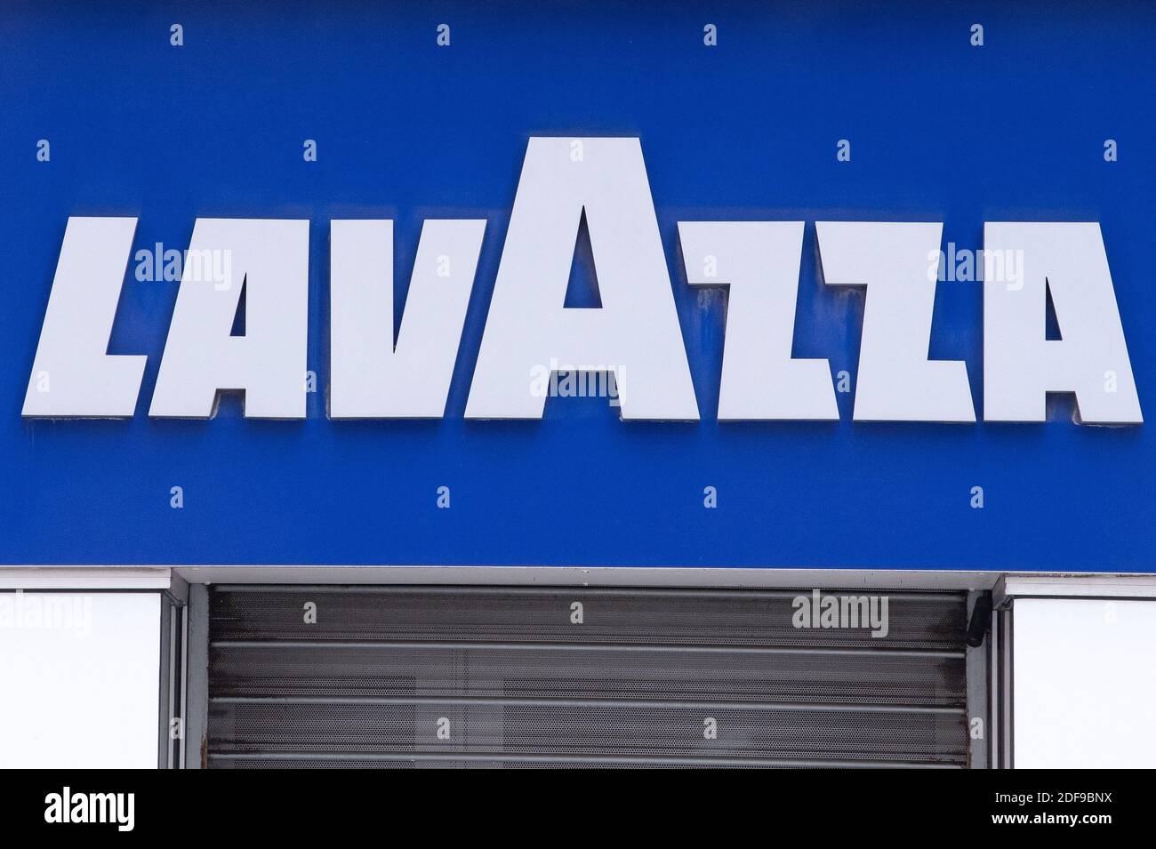 A shop sign of Lavazza on April 21, 2020 in Paris, France. Photo by ...