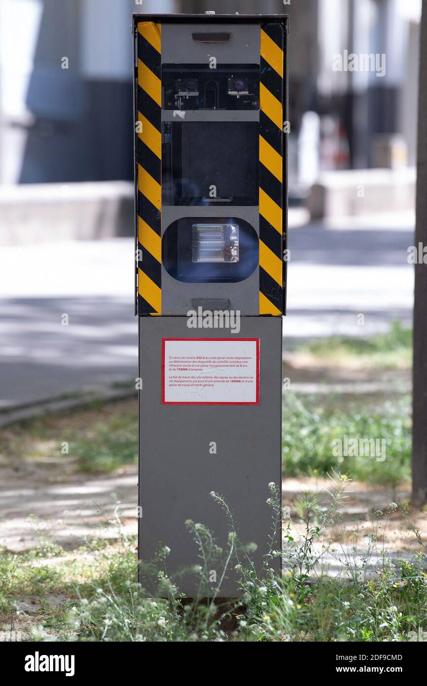 A speed-check box on April 22, 2020 in Paris, France.Photo by David ...