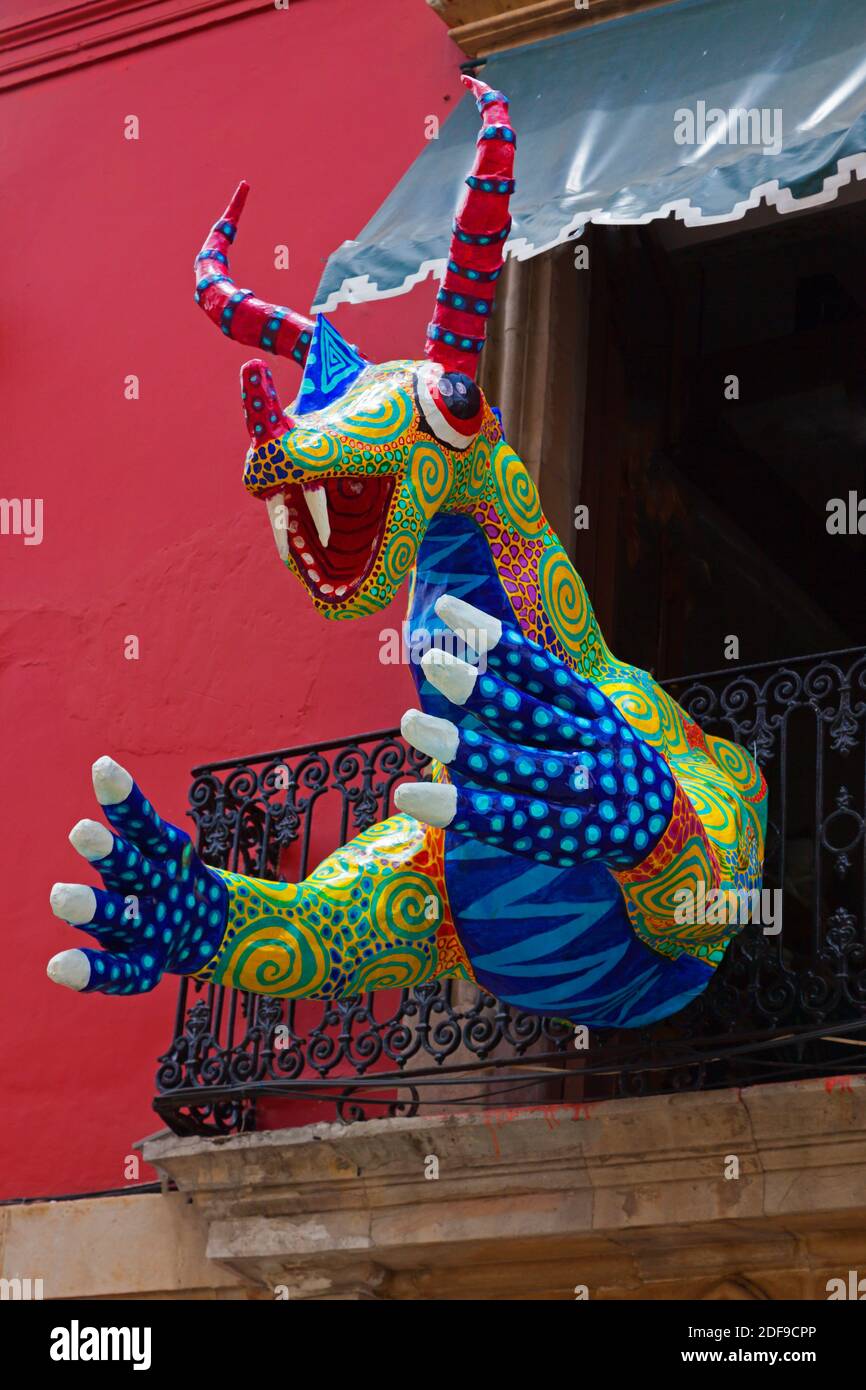 FANTASY ANIMAL paper mache figures as street art - OAXACA, MEXICO Stock ...