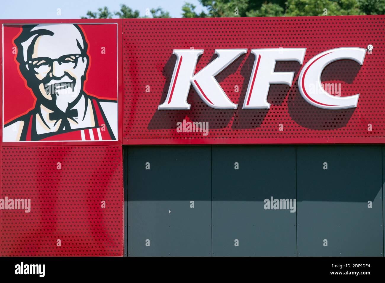 A shop sign of KFC on April 23, 2020 in Ollainville, France.Photo by ...