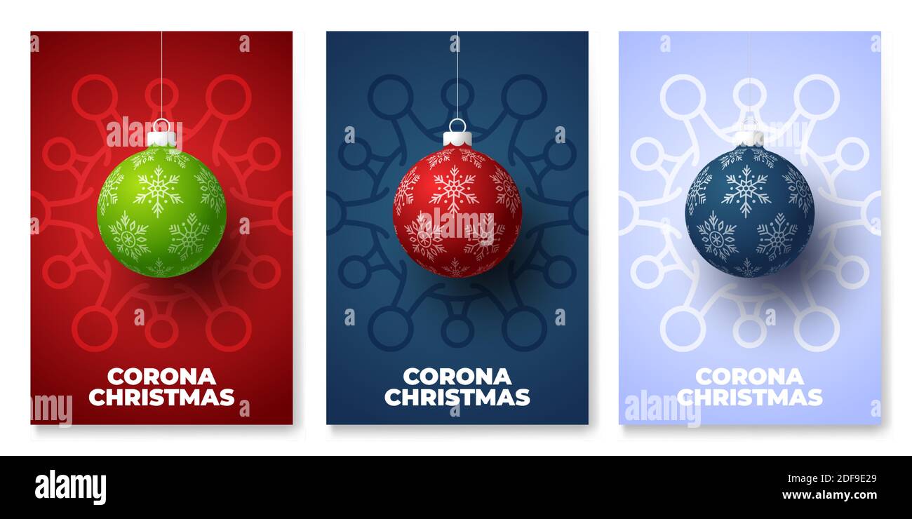 christmas ball and Quarantine coronavirus danger poster set ...