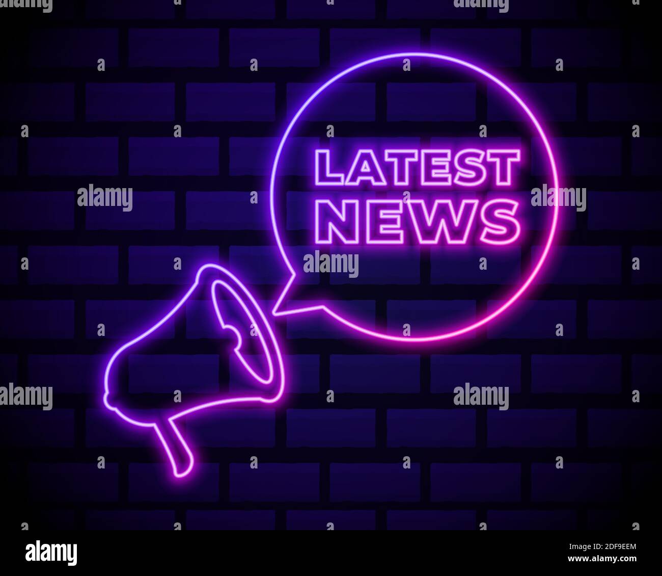 Latest news neon light announcement poster template . Megaphone icon ...