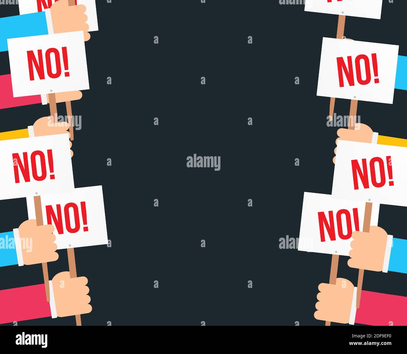 Fist and placard, Protest concept . People hands with protest sign and ...