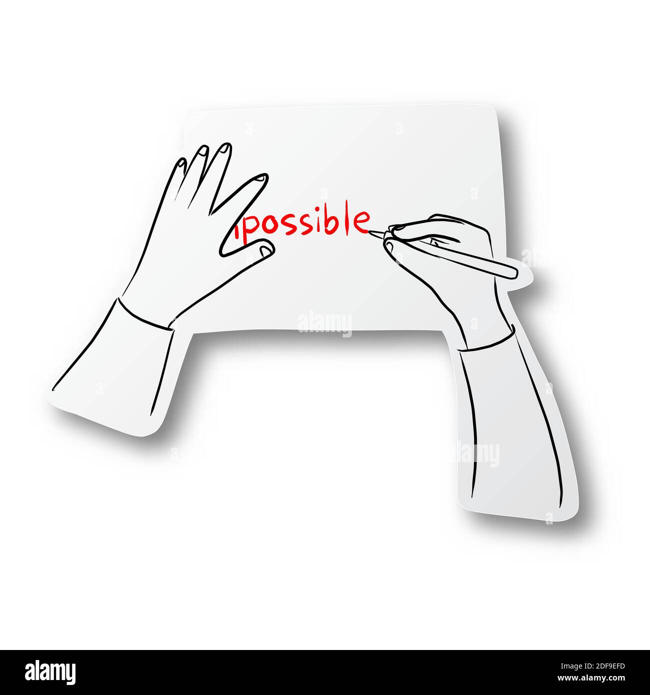 Vector black line hand drawn of hand writing red Possible on blank cut ...