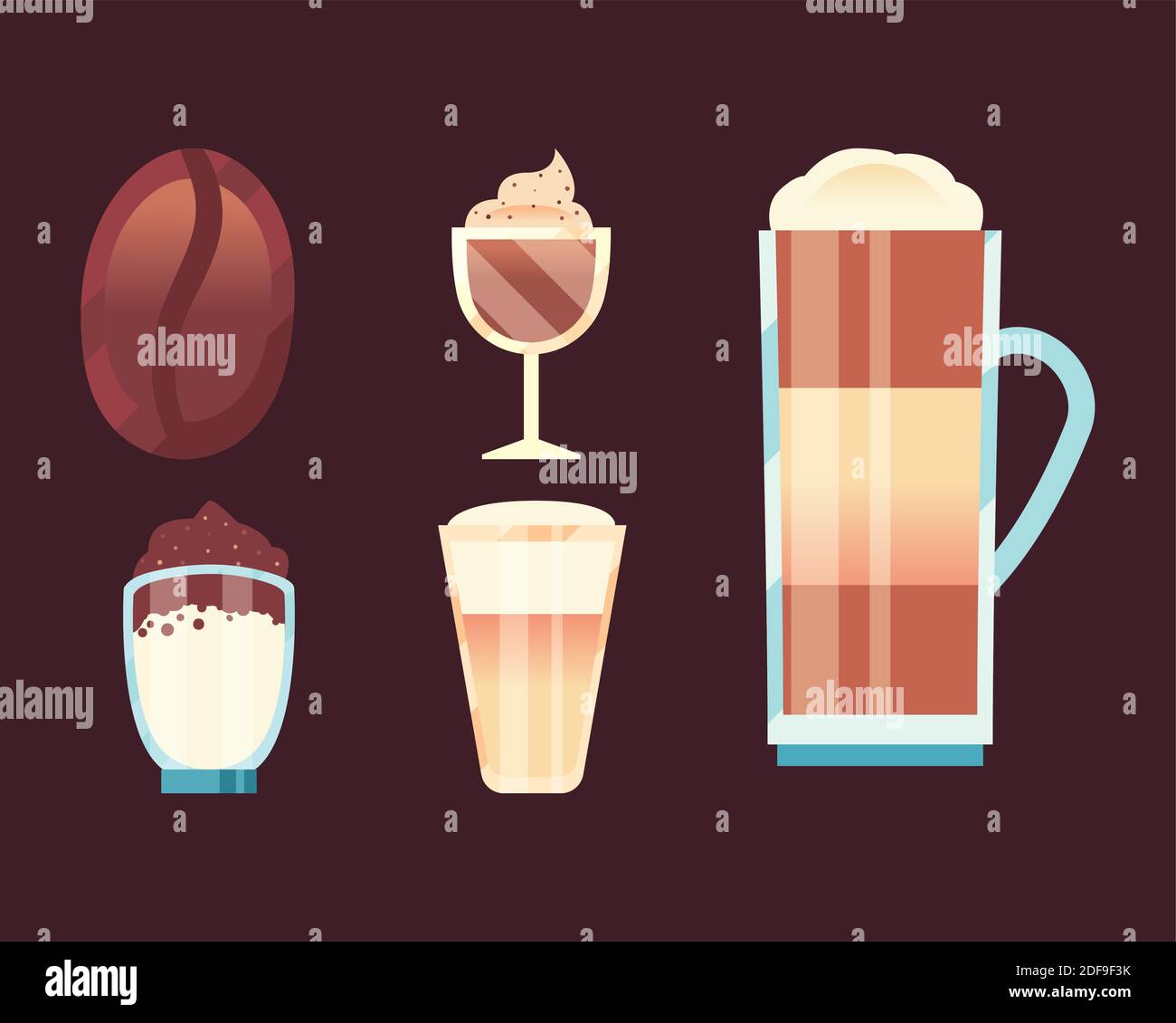 coffee symbol set design of drink caffeine breakfast and beverage theme ...