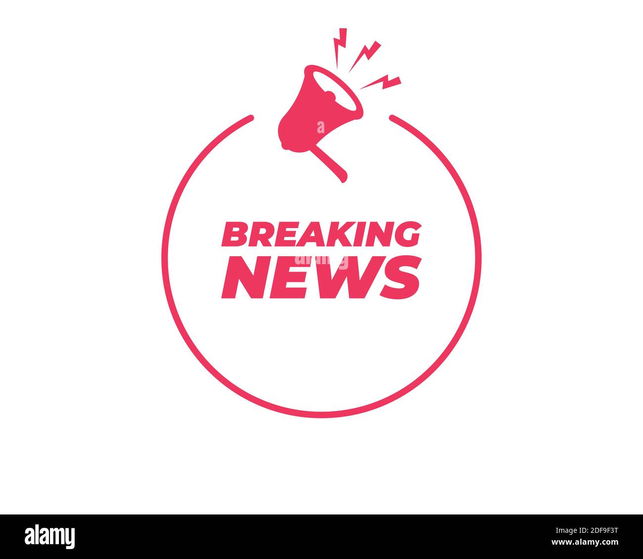 Breaking news. Badge, stamp with megaphone icon. Flat vector ...