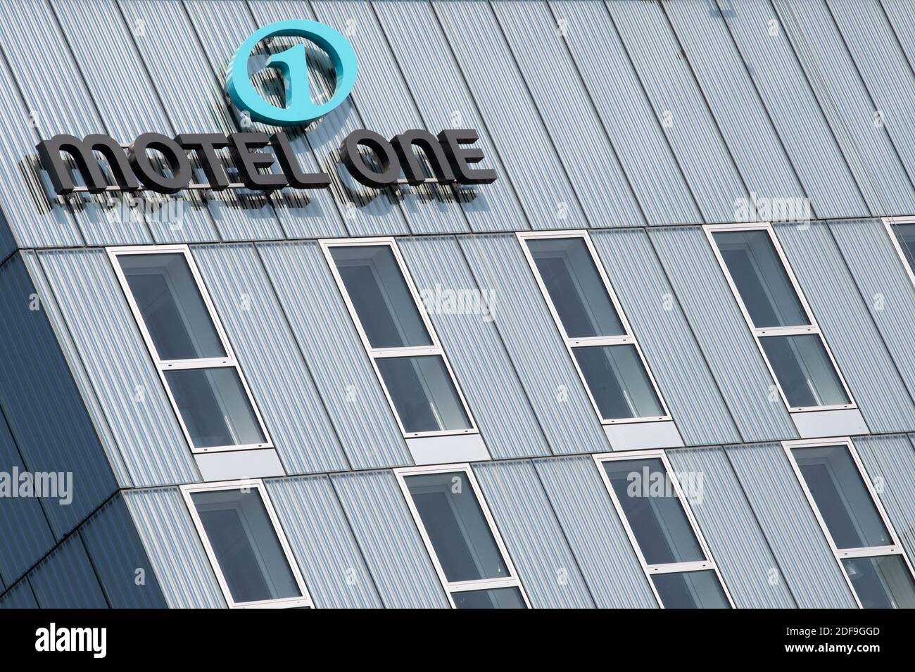 A shop sign of Motel One on April 27, 2020 in Paris, France.Photo by ...