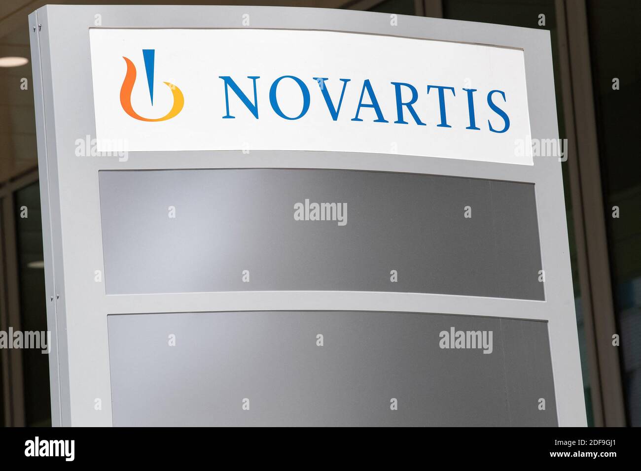 A shop sign of Novartis on April 27, 2020 in Rueil-Maison, France.Photo ...