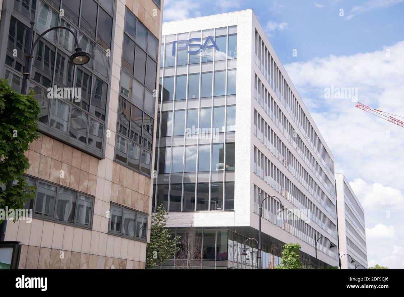 General view of PSA Groupe building, on April 27, 2020 in Rueil-Maison ...