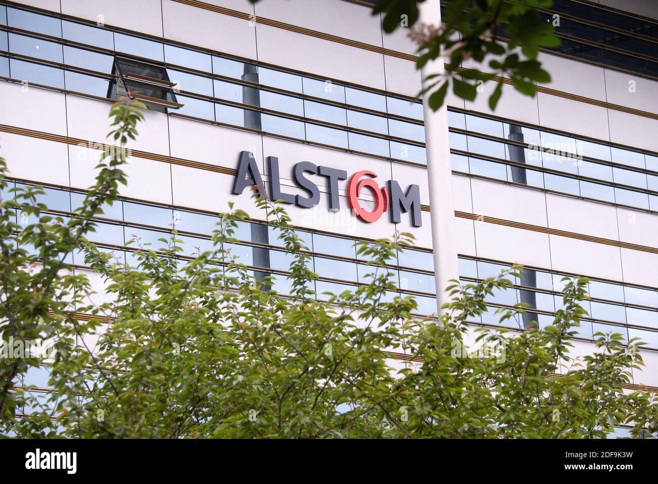 A general view of Alstom building on April 30, 2020 in Saint-Ouen ...