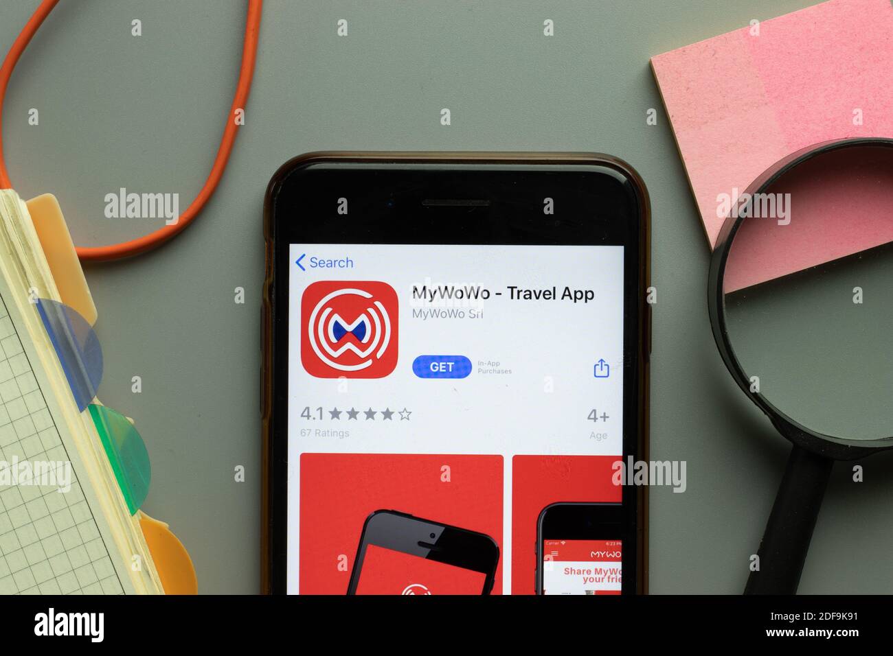 New York, USA - 1 December 2020: MyWoWo mobile app icon on phone screen ...