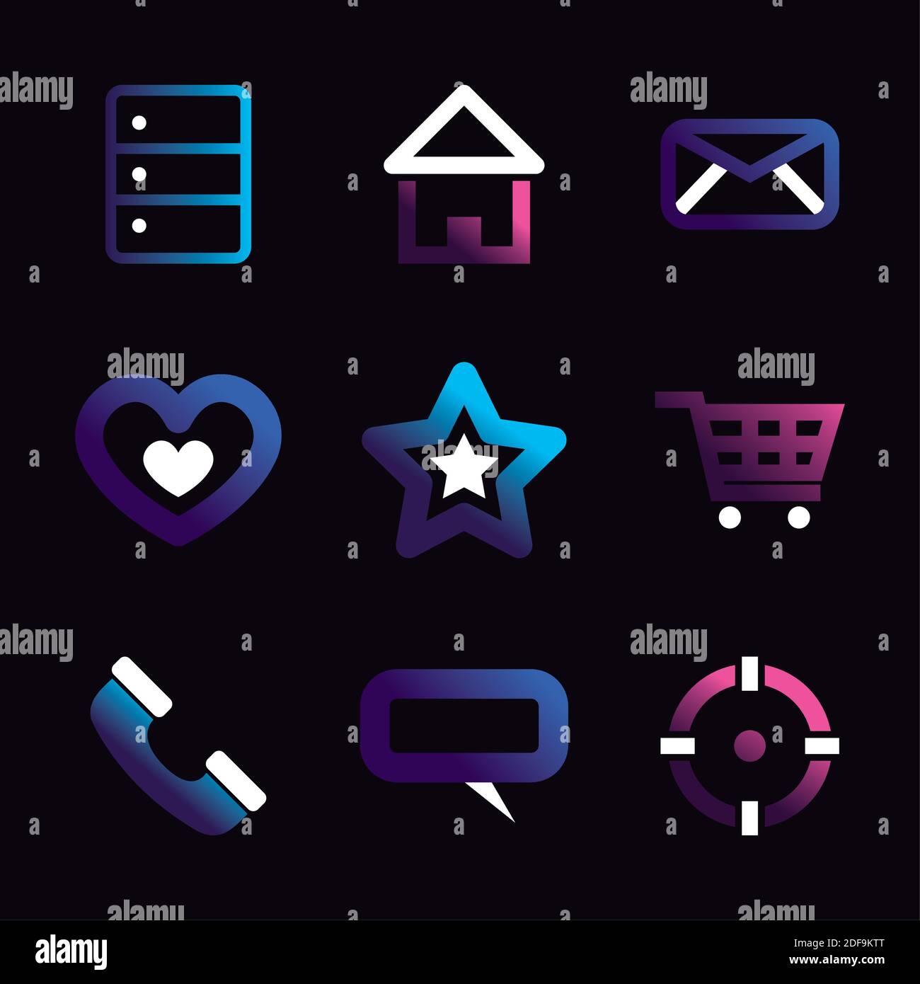 Apps icon set design, Digital marketing ecommerce shopping theme Vector ...