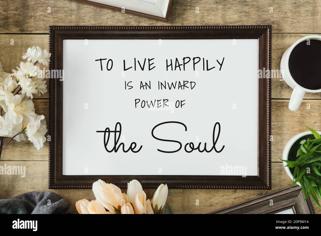 Wood frame with wisdom quote on rustic old wood background Stock Photo ...