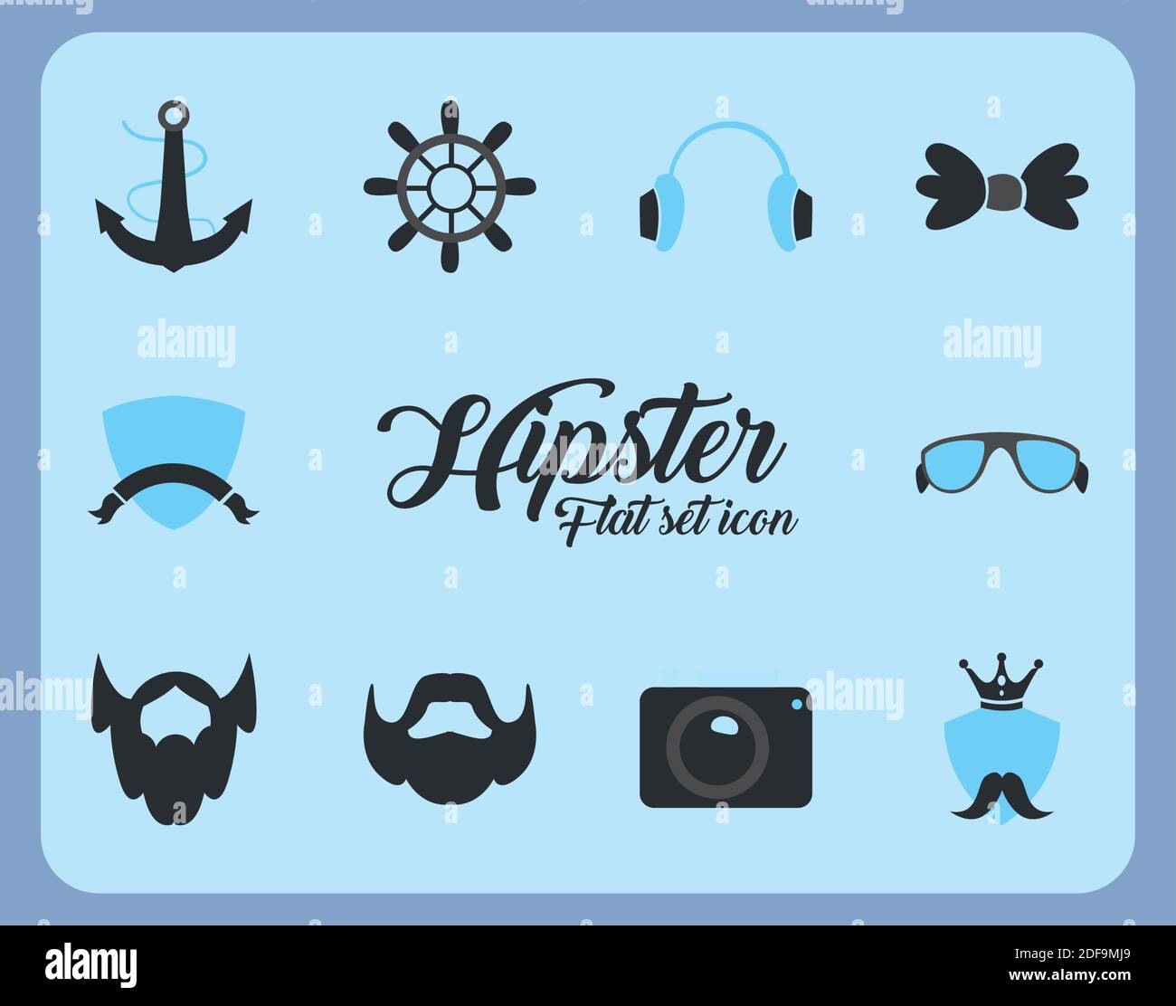 Hipster icon collection design, Style vintage retro fashion culture ...