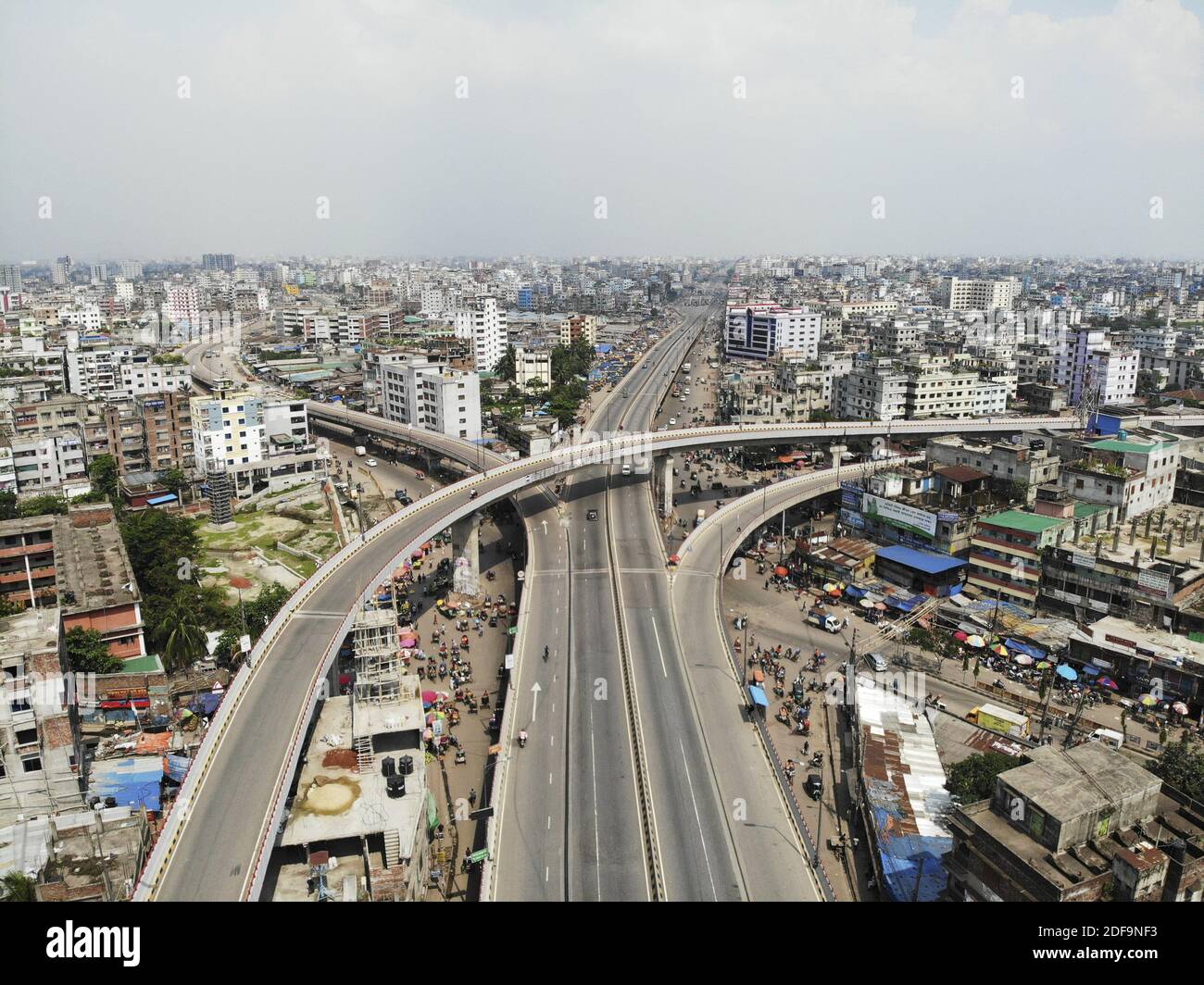 An aerial view shows the Mayor Hanif Flyover during the nationwide ...