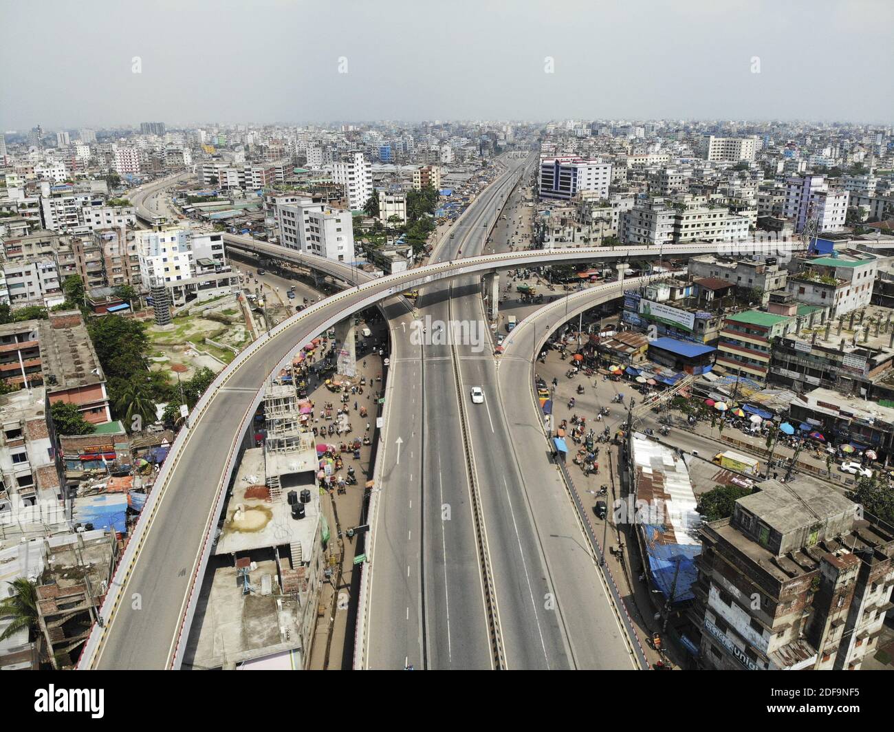 An aerial view shows the Mayor Hanif Flyover during the nationwide ...