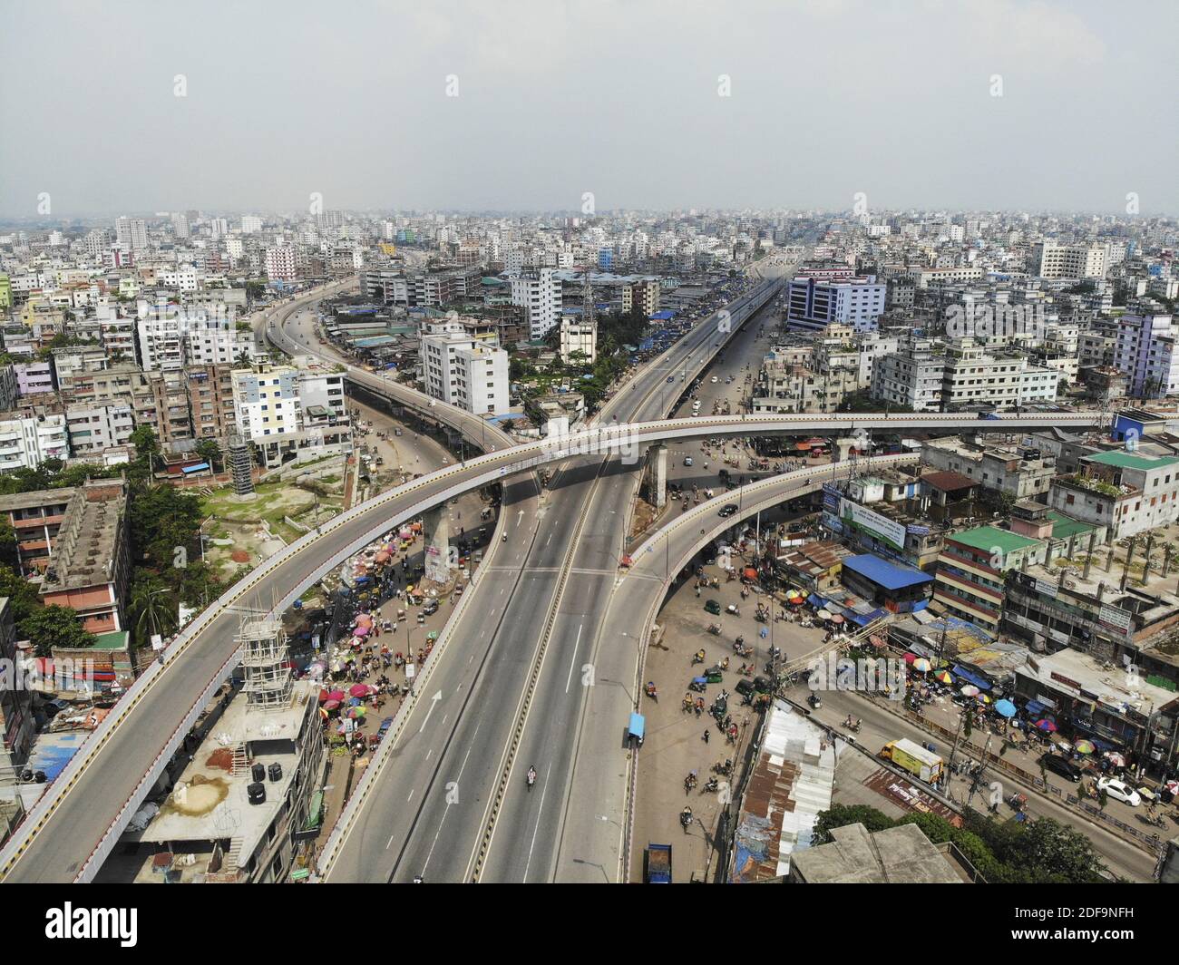 An aerial view shows the Mayor Hanif Flyover during the nationwide ...
