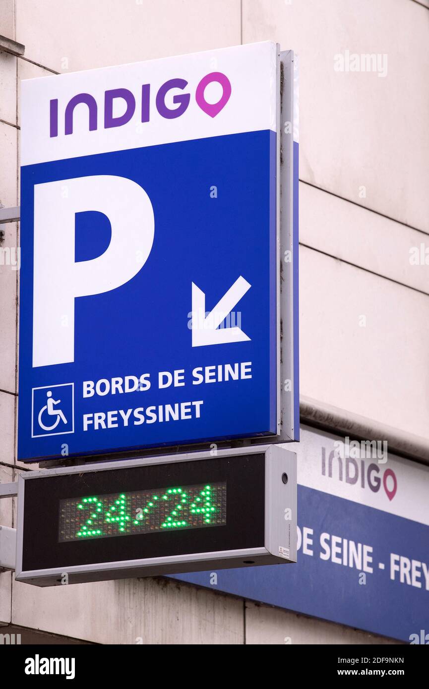 A shop sign of INDIGO, on May 04, 2020 in Paris, France.Photo by David ...