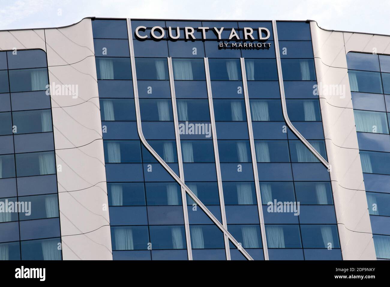 A general view of COURTYARD by MARRIOTT hotel, on May 04, 2020 in Paris ...