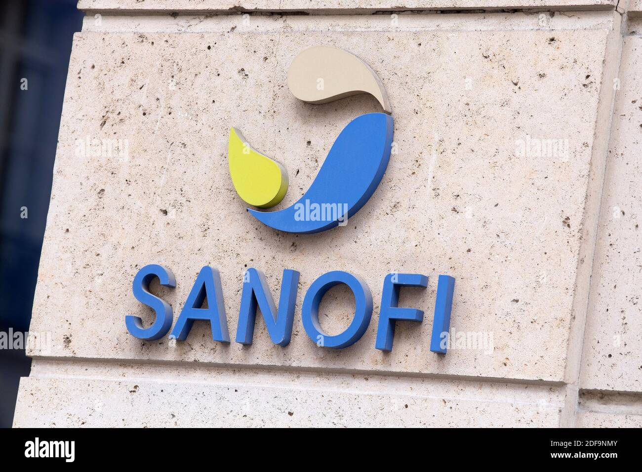 A shop sign of SANOFI, on May 04, 2020 in Paris, France.Photo by David ...