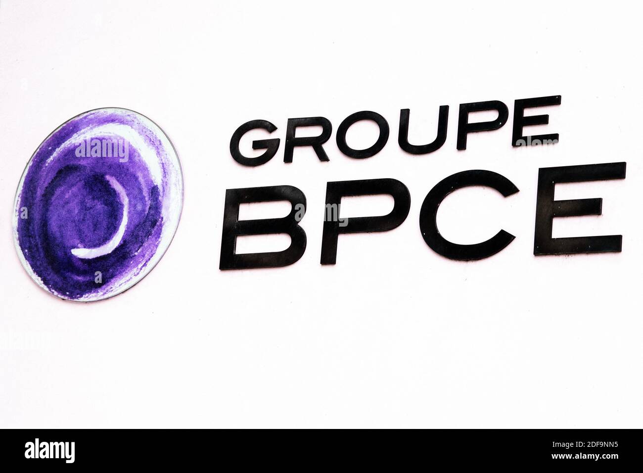 A shop sign of BPCE Groupe, on May 04, 2020 in Paris, France.Photo by ...