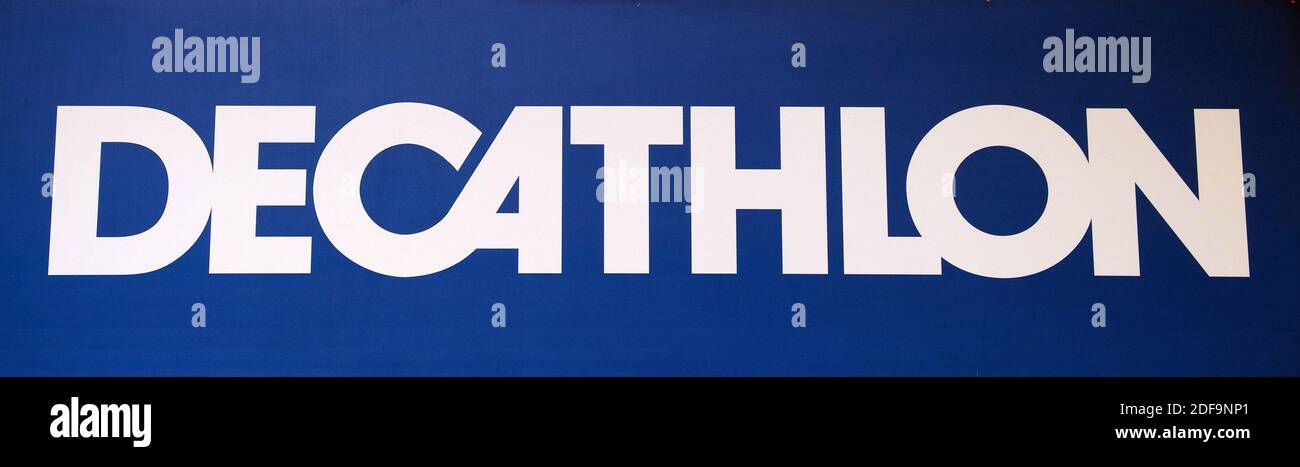 A shop sign of DECATHLON store, on May 04, 2020 in Paris, France.Photo ...