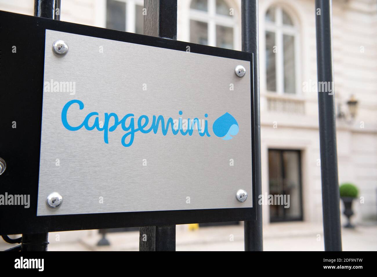 A shop sign of Capgemini, on May 04, 2020 in Paris, France.Photo by ...