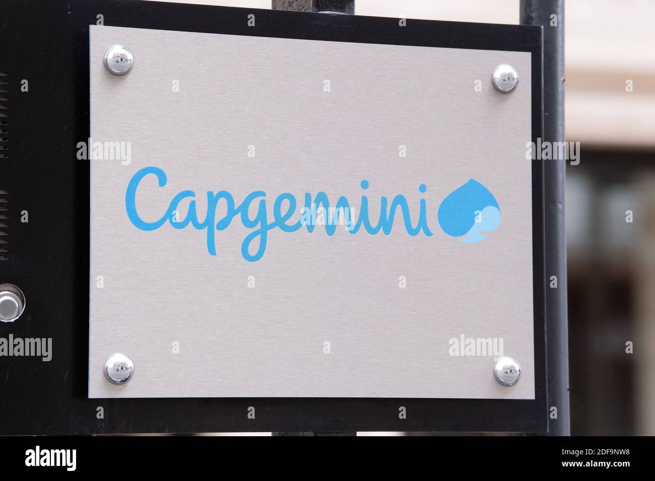 A shop sign of Capgemini, on May 04, 2020 in Paris, France.Photo by ...